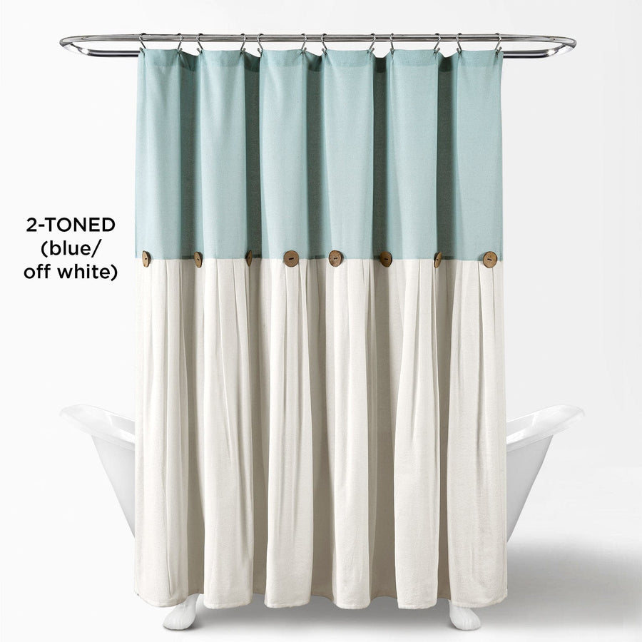 Linen Shower Curtain: Stylish Button Detail For Your Bathroom – LushDecor