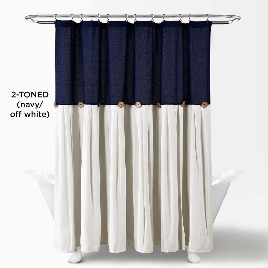 Linen Shower Curtain: Stylish Button Detail For Your Bathroom – LushDecor