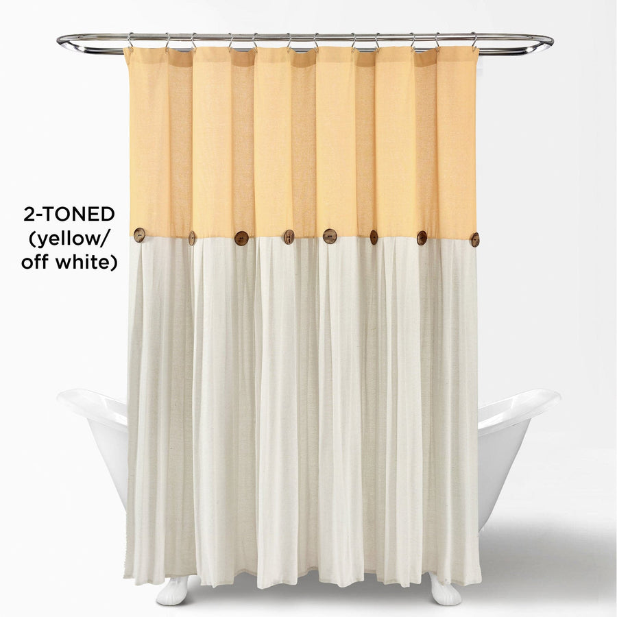 Linen Shower Curtain: Stylish Button Detail For Your Bathroom – LushDecor