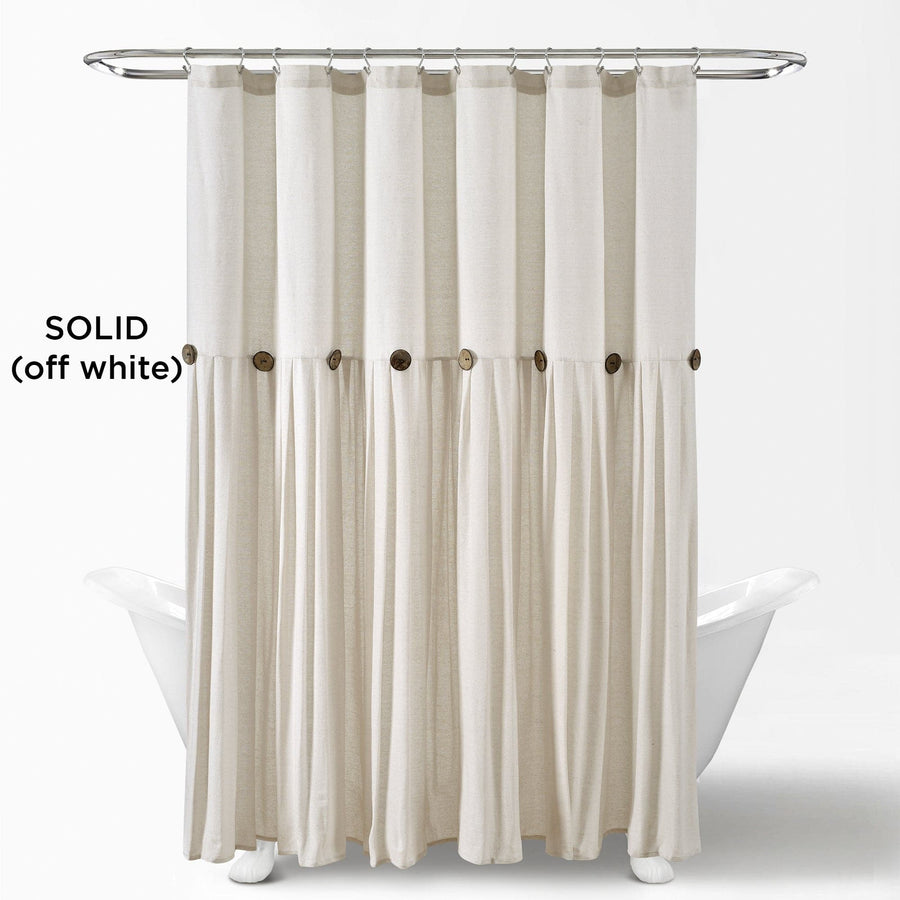 Linen Shower Curtain: Stylish Button Detail For Your Bathroom – LushDecor