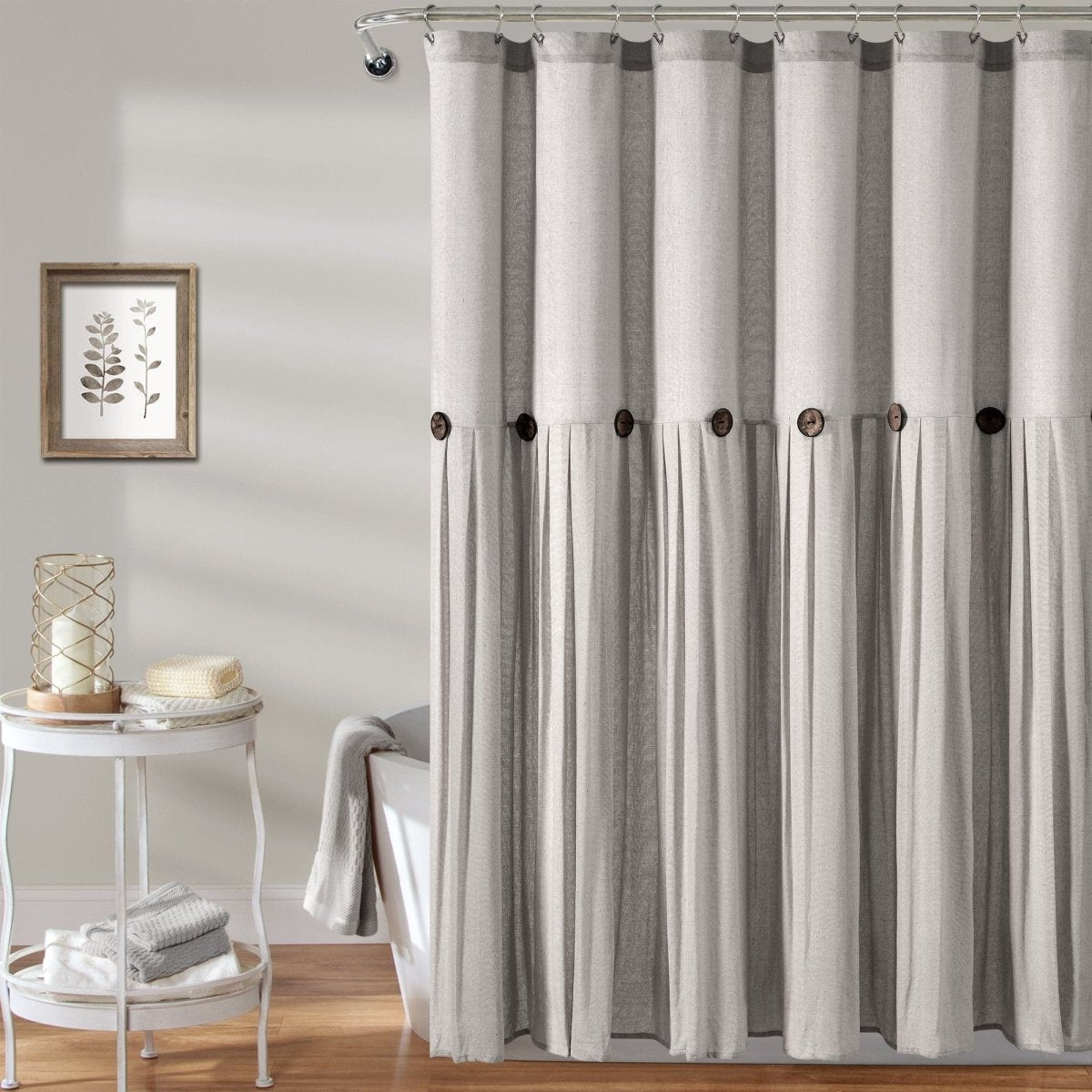 Linen Shower Curtain: Stylish Button Detail For Your Bathroom – LushDecor
