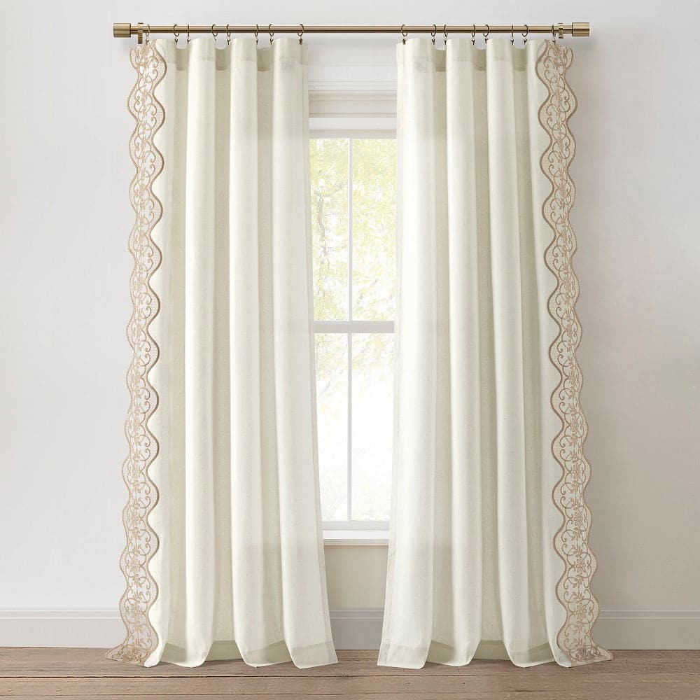 Scalloped Edge Lace Border Window Curtain Panel | Lush Decor | www ...