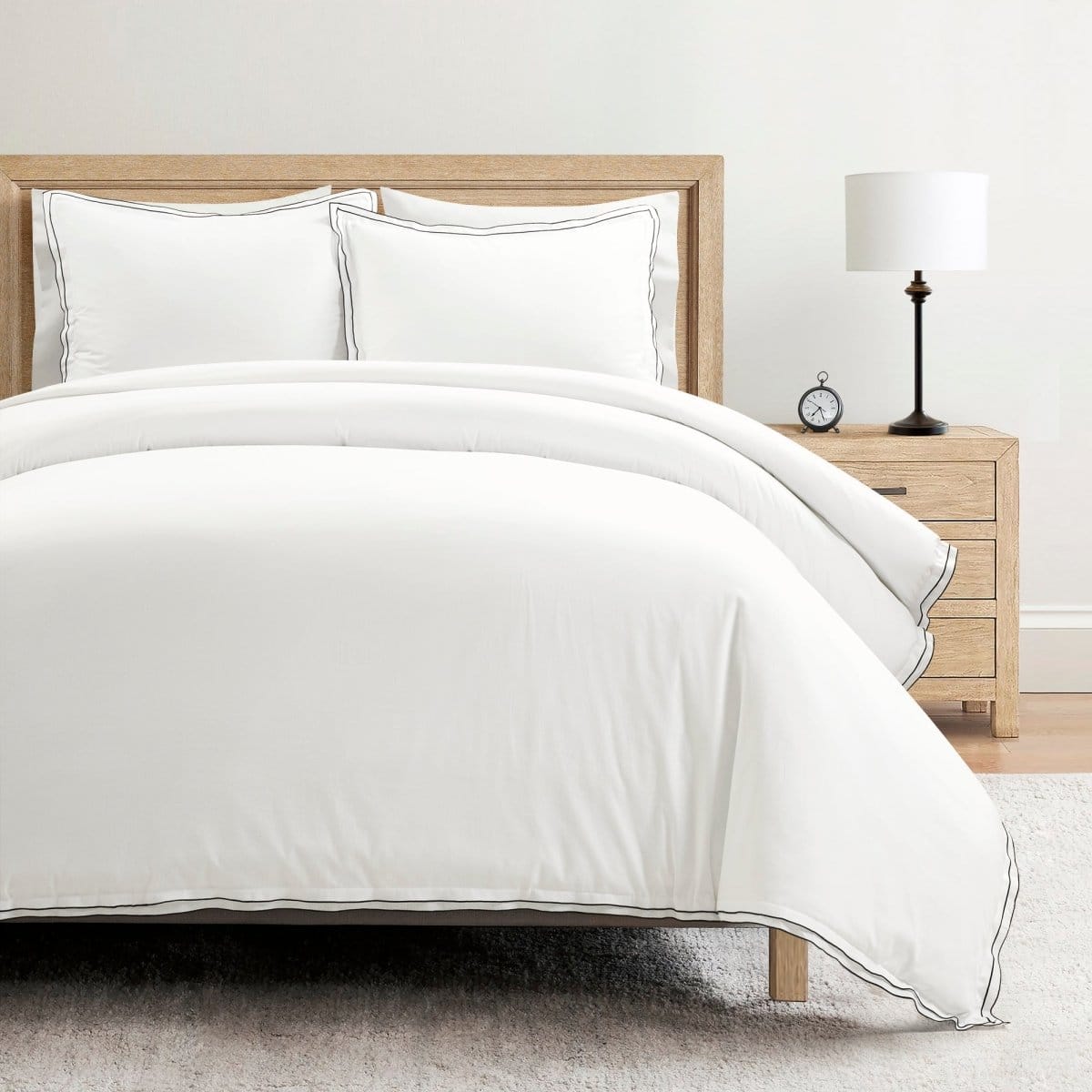Hampton Double Flange Embroidered Contrast Edge Duvet Cover Set | Lush ...