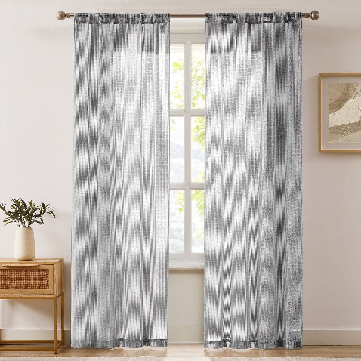 Milla Knitted Textured Sheer Window Curtain Panel Pair | Lush Decor ...