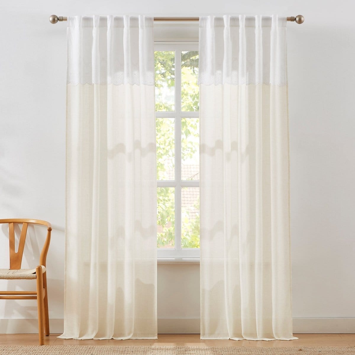Brigitte Embroidery Eyelet Scalloped Edge Window Curtain Panels | Lush ...