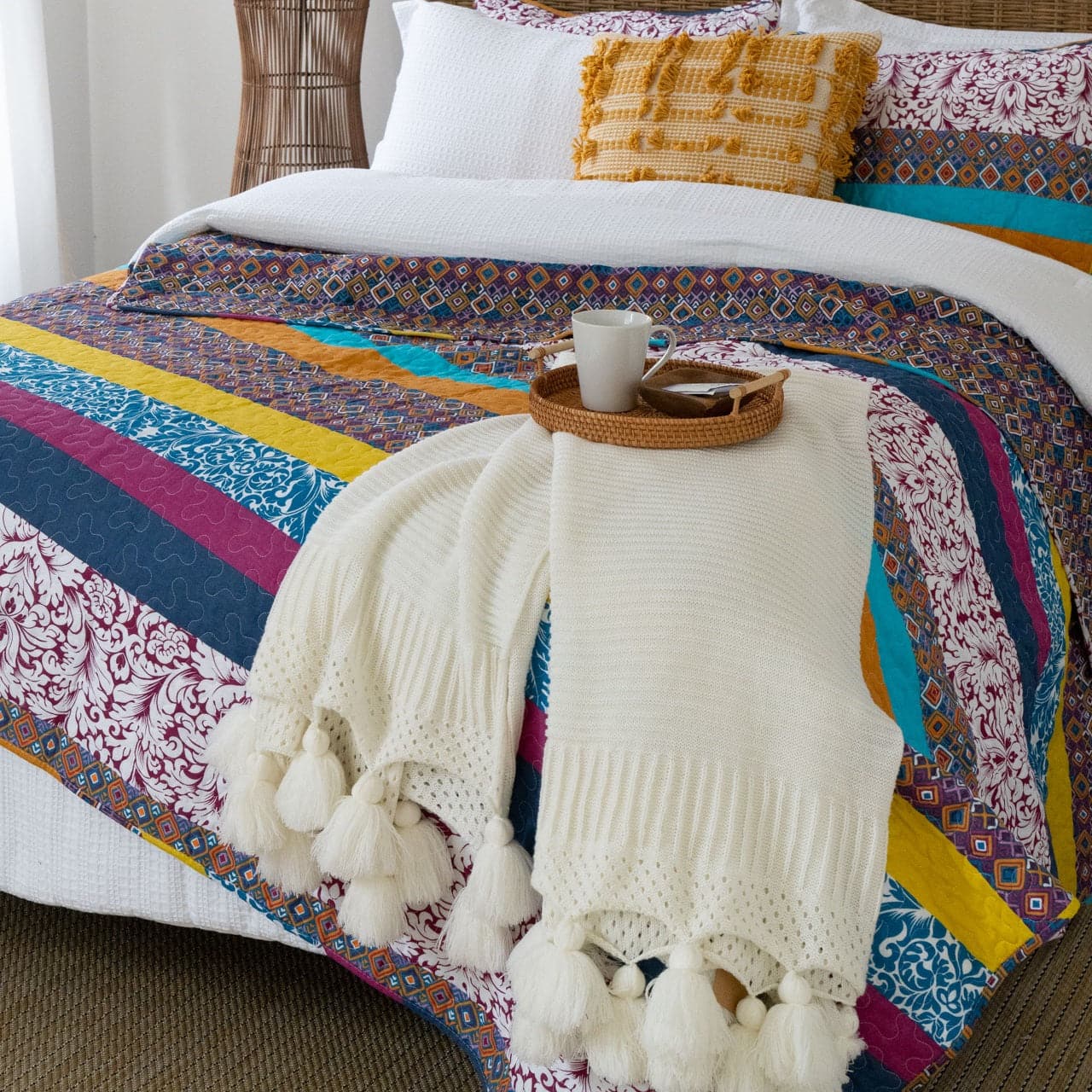 Boho Knitted Tassel Throw | Lush Decor | www.LushDecor.com