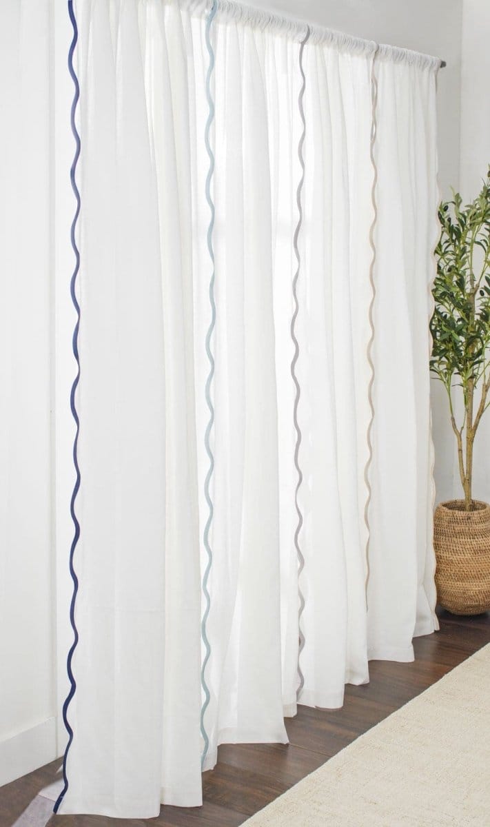 Coastal Chic Scalloped Edge Faux Linen Window Curtain Panel Set | Lush ...