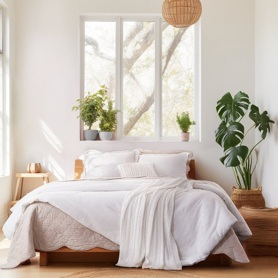 Haniya Solid Waffle Woven Cotton Textured Comforter 3 Piece Set | Lush ...
