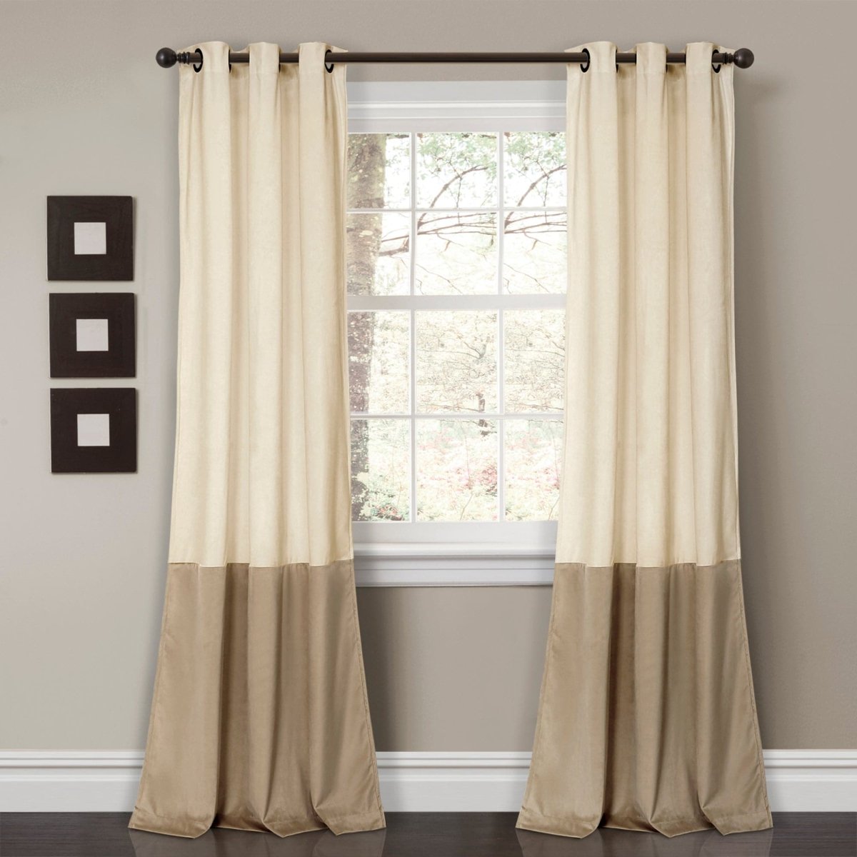 Prima Velvet Color Block Room Darkening Window Curtain Panel Set | Lush ...