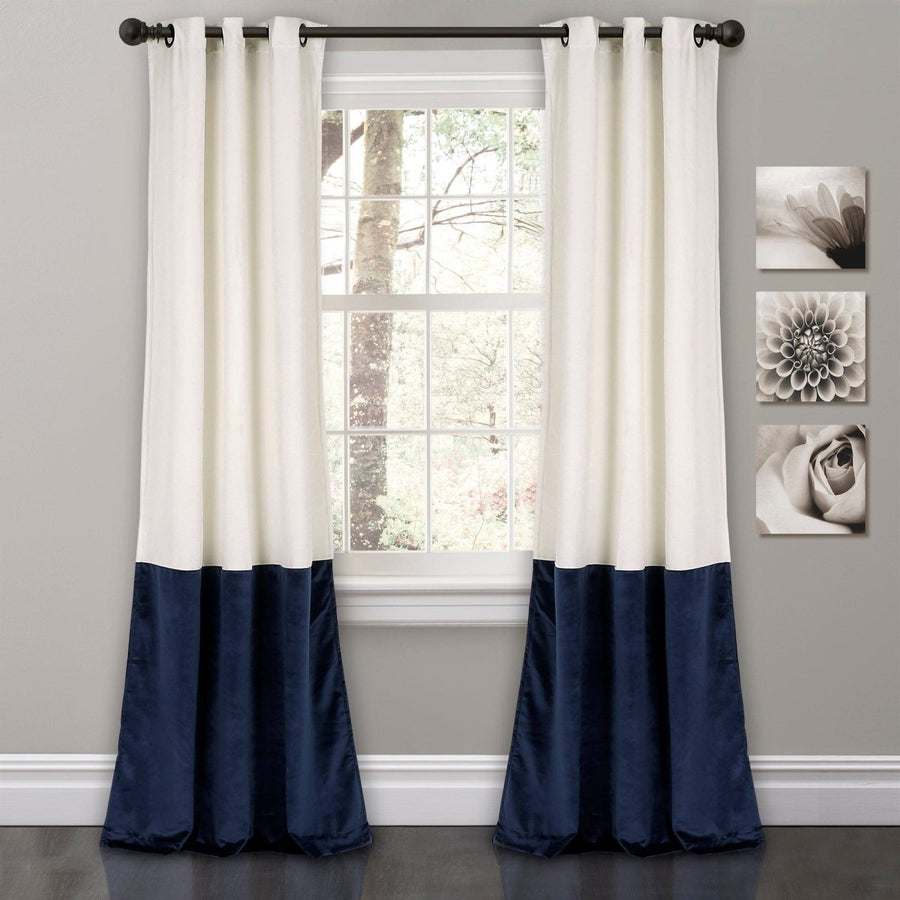 Prima Velvet Color Block Room Darkening Window Curtain Panel Set | Lush ...