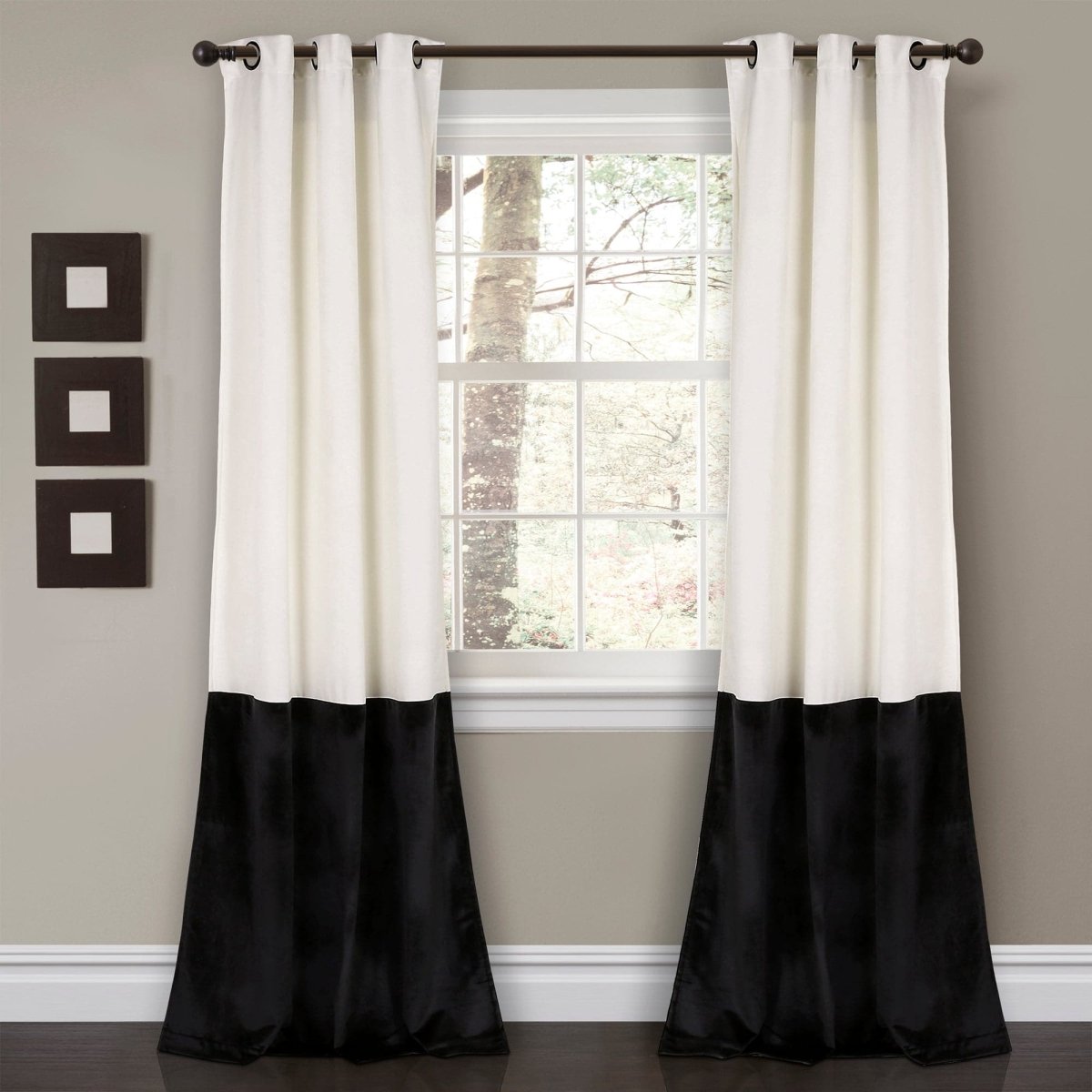 Prima Velvet Color Block Room Darkening Window Curtain Panel Set | Lush ...