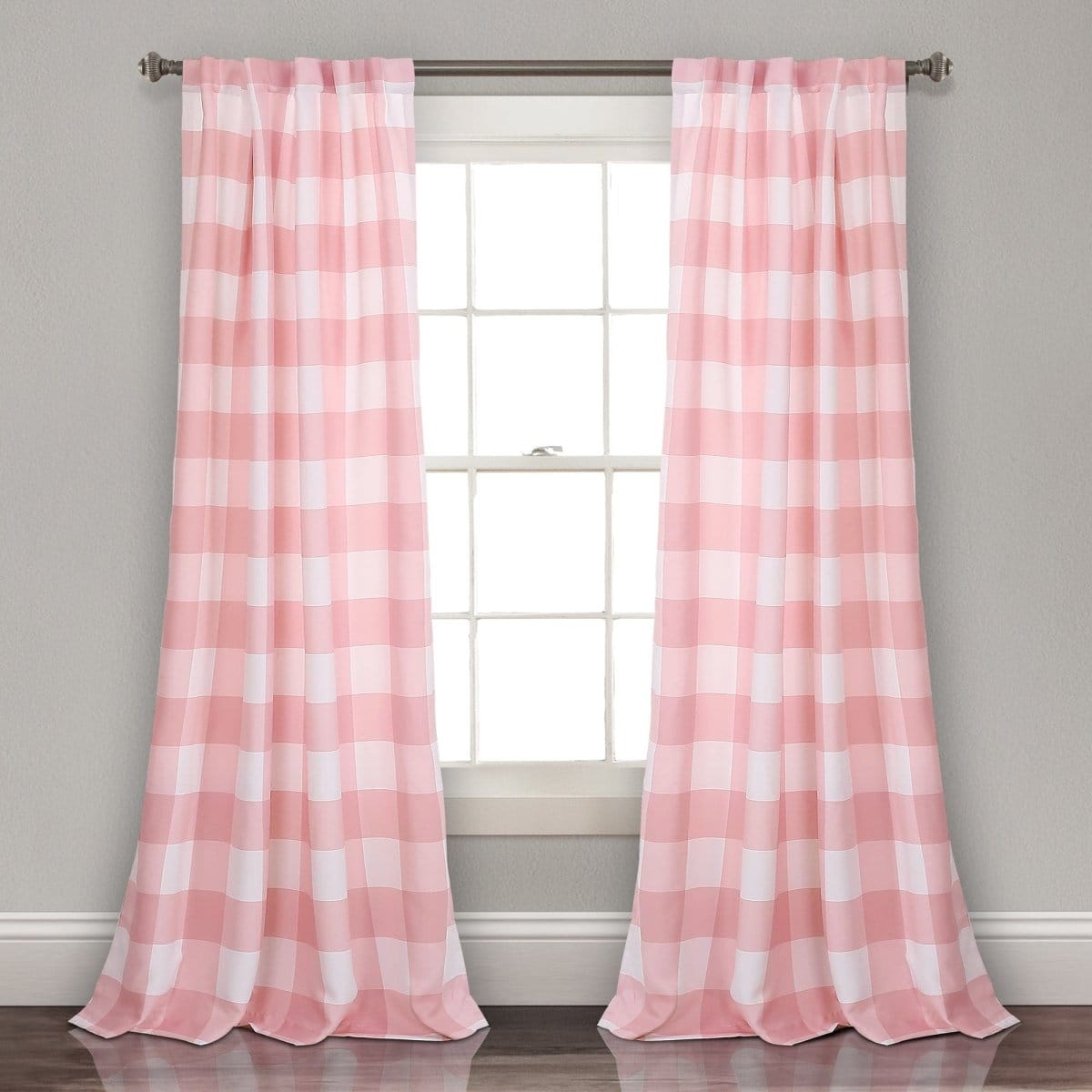 Kelly Checker Room Darkening Window Curtain Panel Set | Lush Decor ...