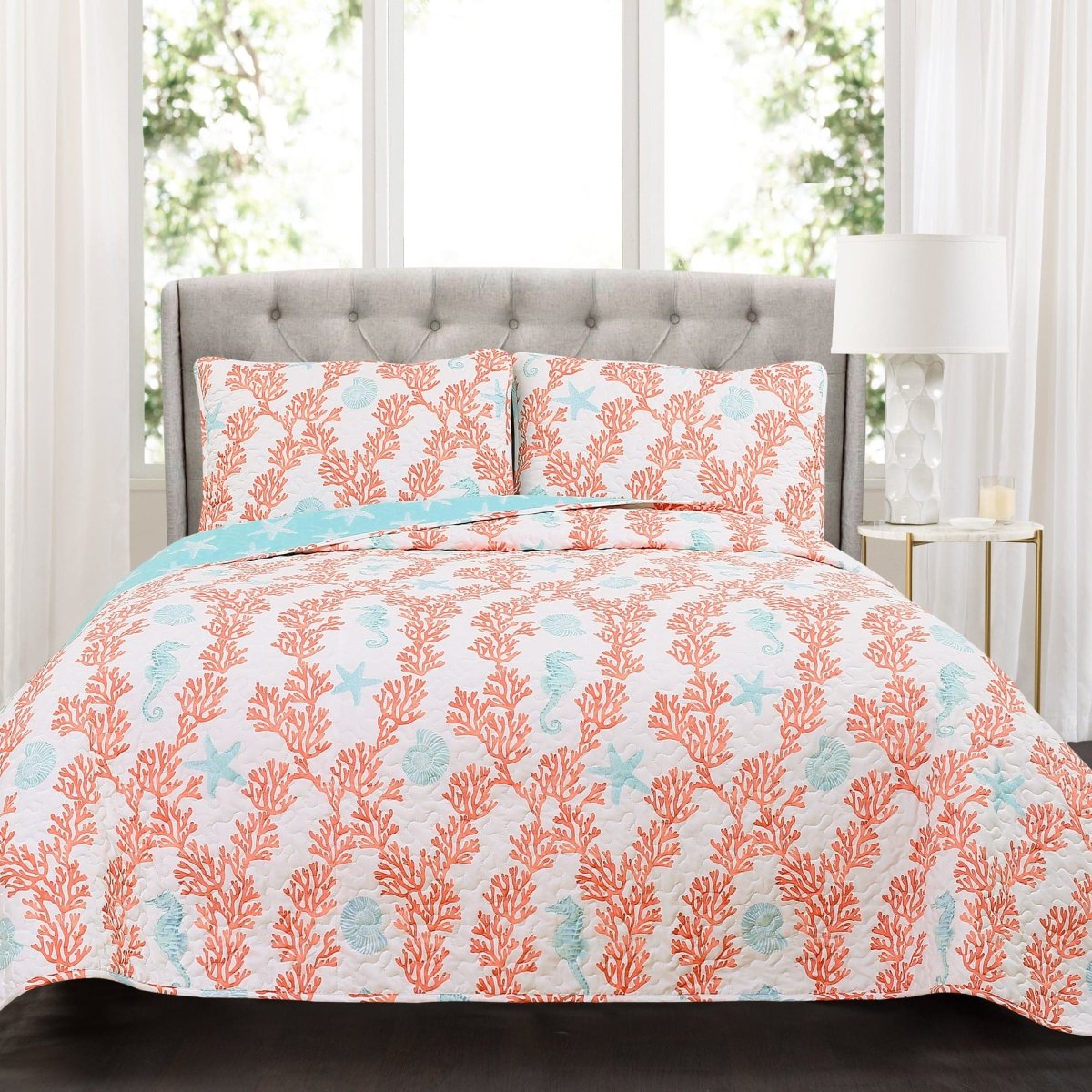Dina Coral Quilt 3 Piece Set | Lush Decor | www.lushdecor.com – LushDecor