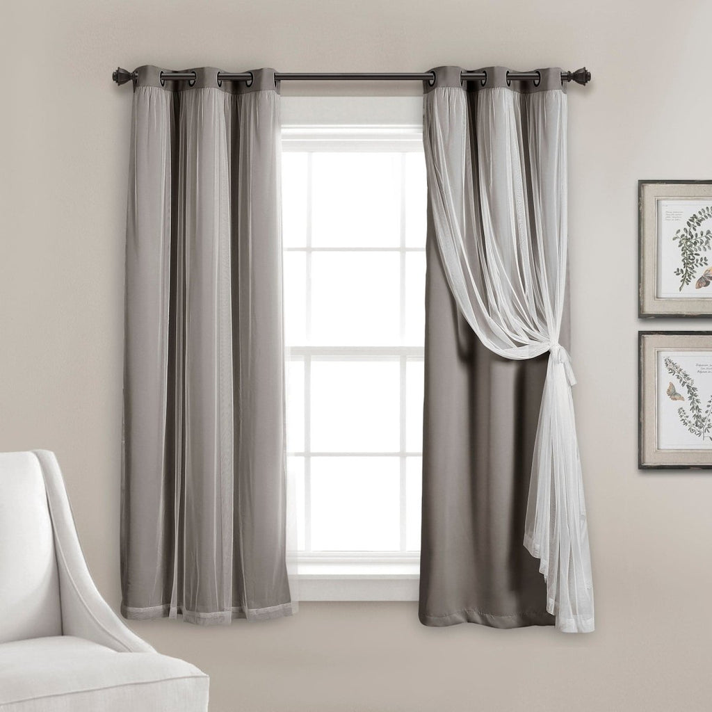 Grommet Sheer With Insulated Blackout Lining Curtain Panel Set | Lush ...