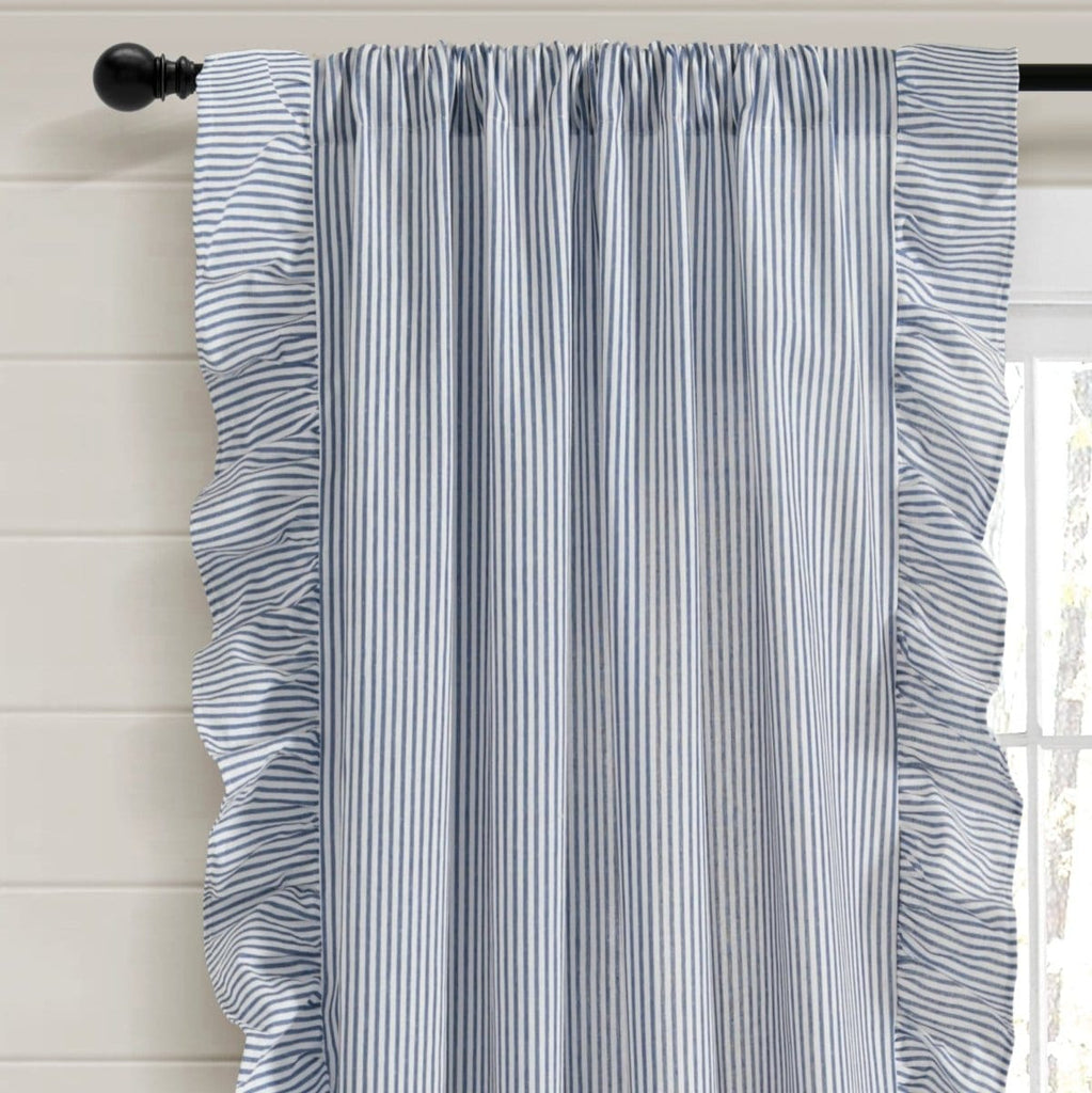 Farmhouse Stripe Reyna Ruffle Window Curtain Panel Set | Lush Decor ...