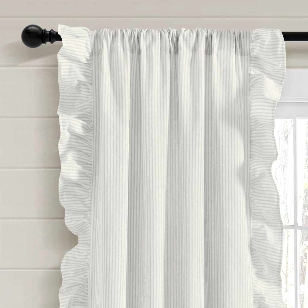 Farmhouse Stripe Reyna Ruffle Window Curtain Panel Set | Lush Decor ...