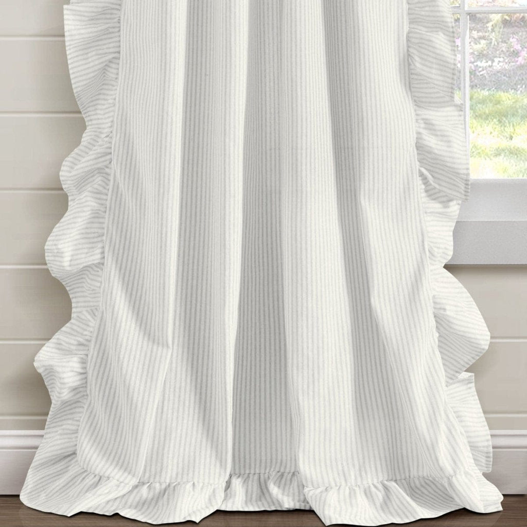 Farmhouse Stripe Reyna Ruffle Window Curtain Panel Set | Lush Decor ...
