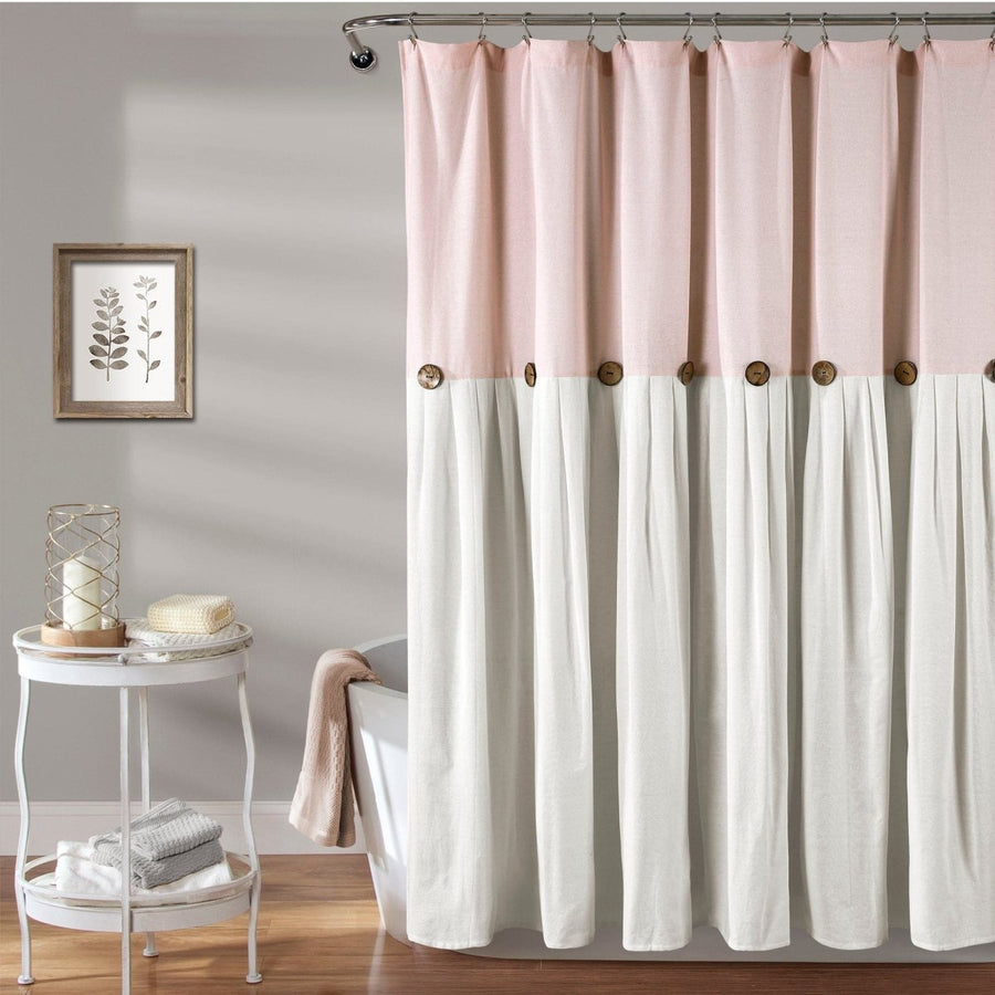 Linen Shower Curtain: Stylish Button Detail For Your Bathroom – LushDecor