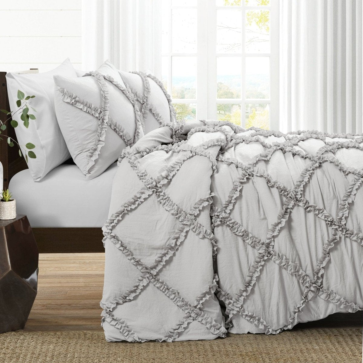 Ruffle Diamond 3 Piece Comforter Set | Lush Decor | www.lushdecor.com ...