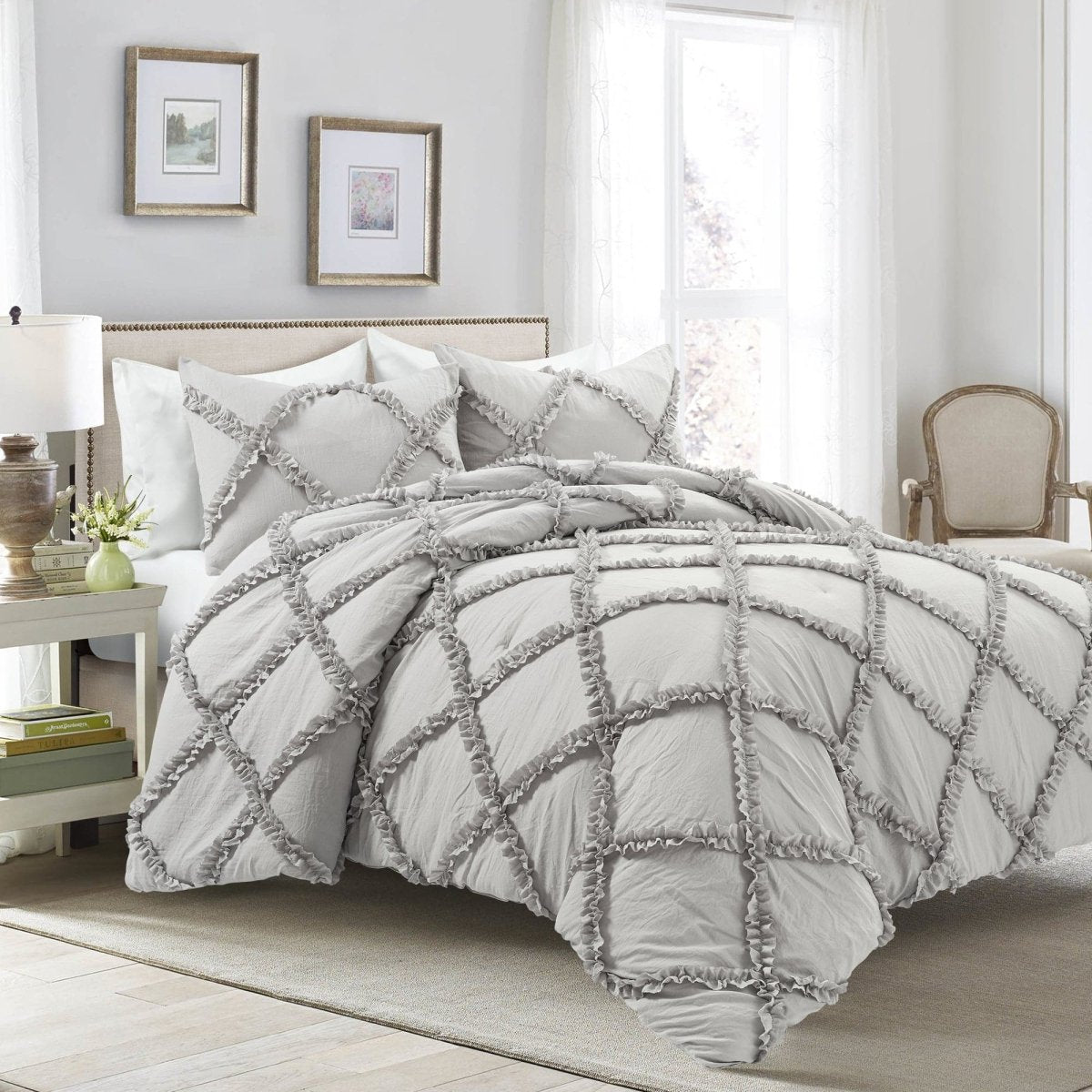 Ruffle Diamond 3 Piece Comforter Set | Lush Decor | www.lushdecor.com ...