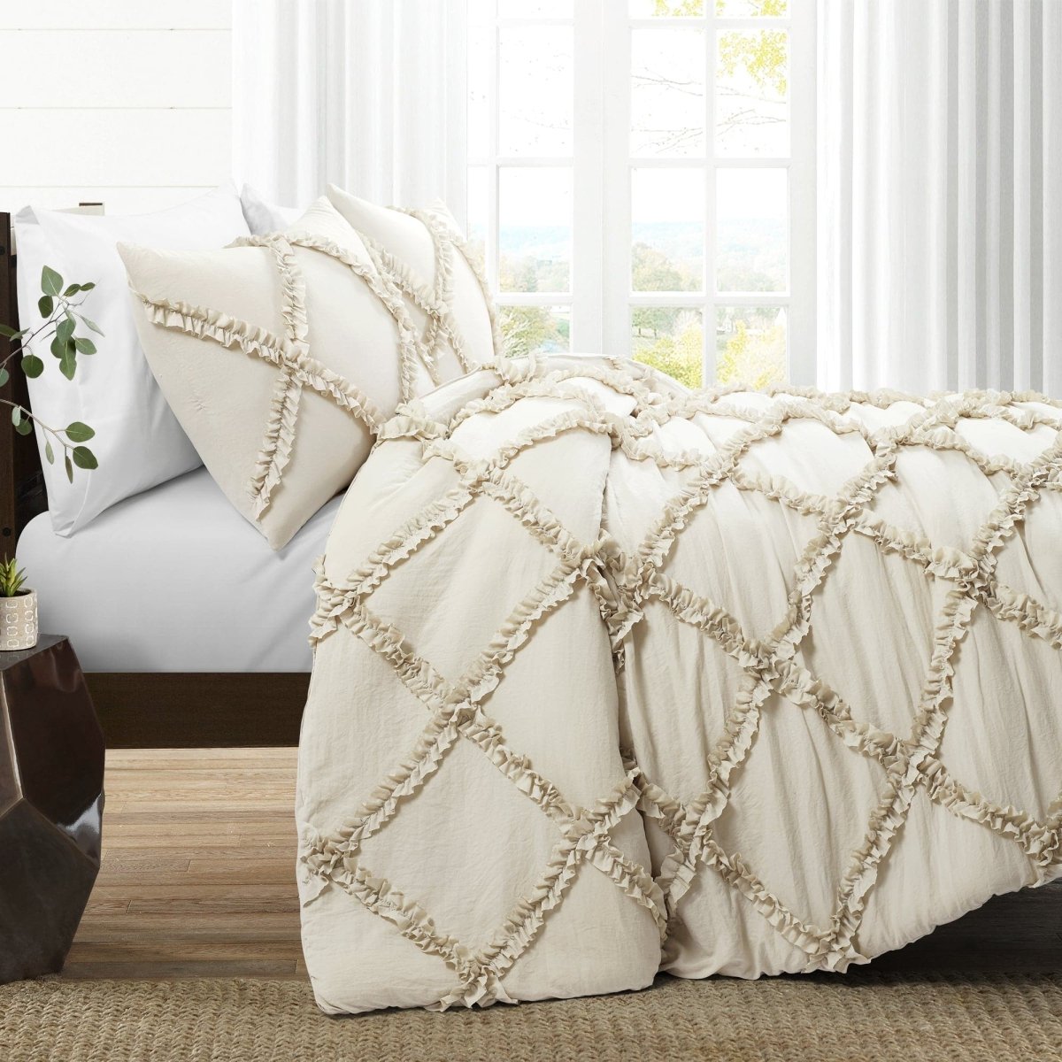 Ruffle Diamond 3 Piece Comforter Set | Lush Decor | www.lushdecor.com ...