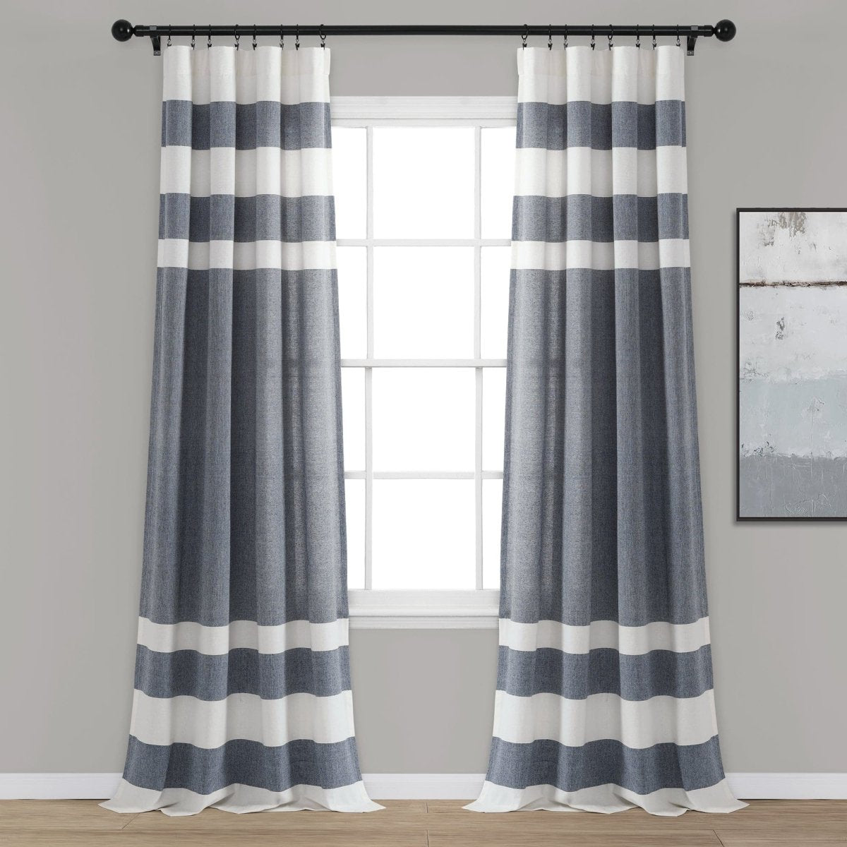 Cape Cod Stripe Yarn Dyed Cotton Window Curtain Panel Set | Lush Decor ...