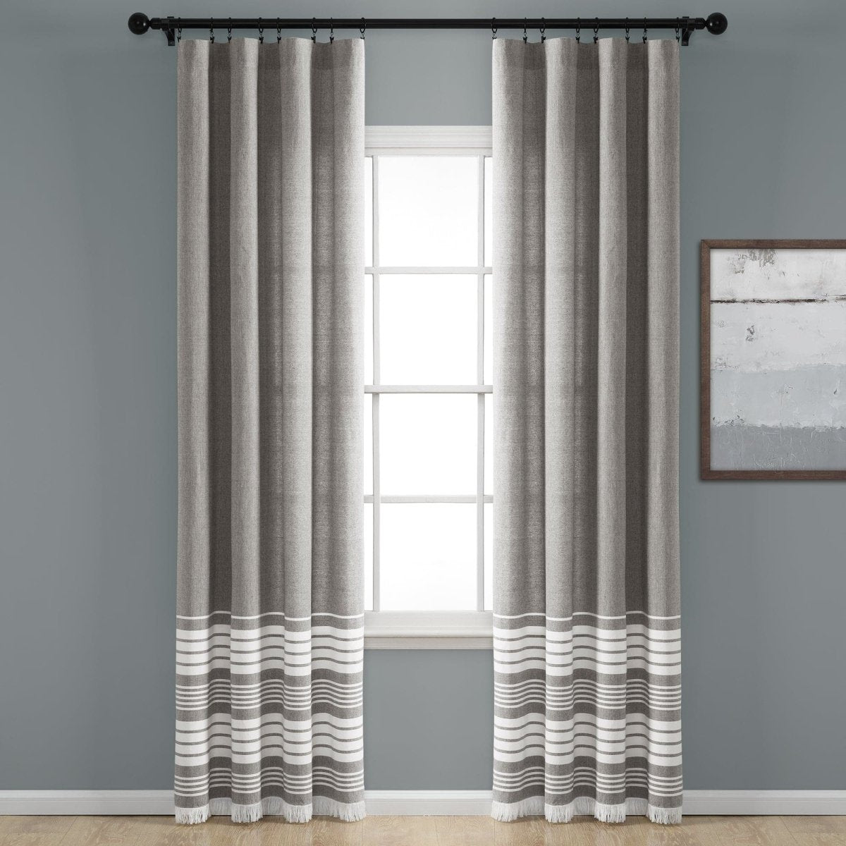 Nantucket Yarn Dyed Tassel Fringe Window Curtain Panel Set | Lush Decor ...
