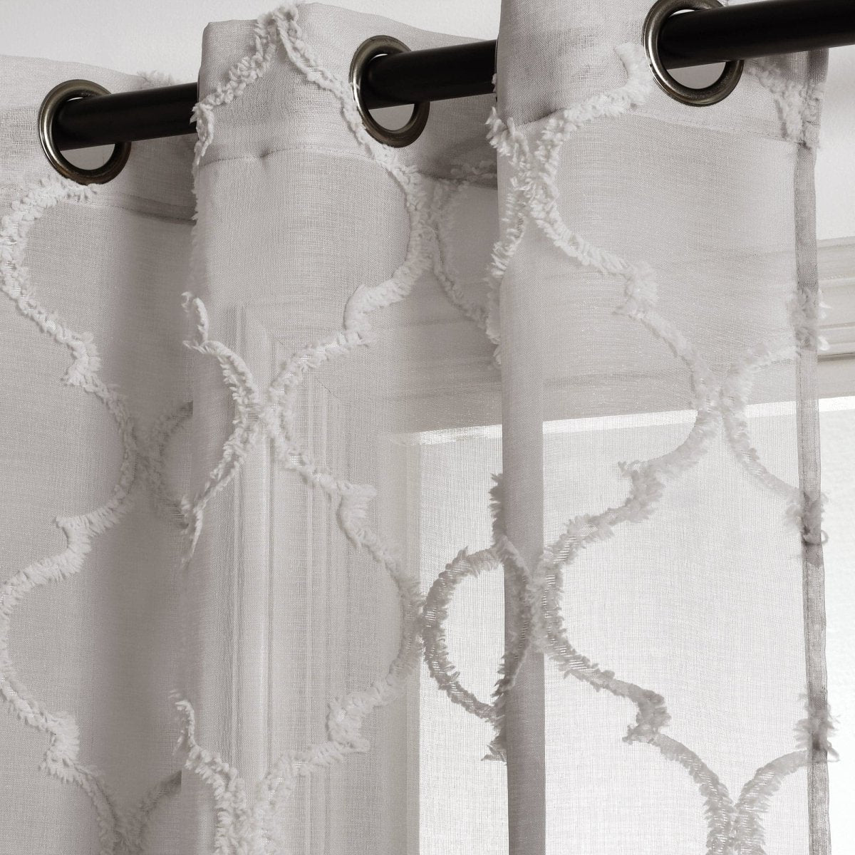 Avon Trellis Grommet Sheer Window Curtain Panel Set | Lush Decor | www ...