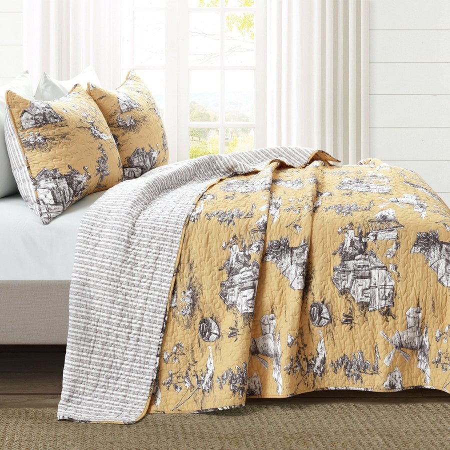 French Country Toile 3 Piece Quilt Set | Lush Decor | www.lushdecor.com ...