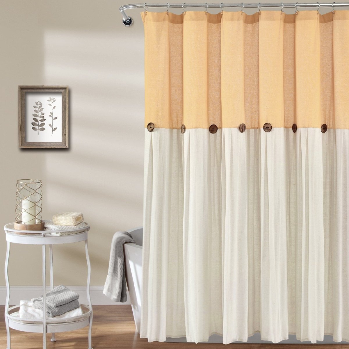 Linen Shower Curtain: Stylish Button Detail For Your Bathroom – LushDecor