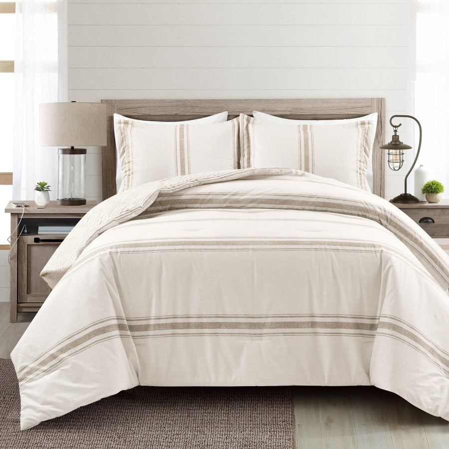 Farmhouse Stripe Comforter Set: Stylish 3-Piece Bedding Collection ...