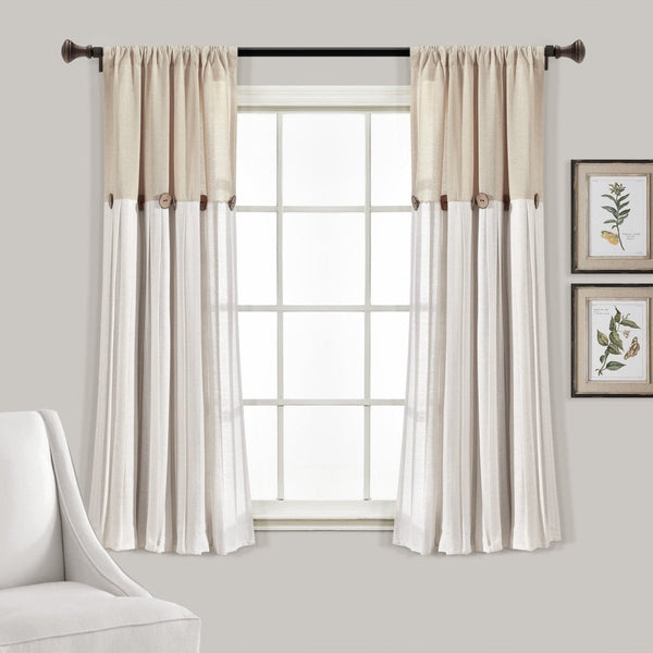 Linen Button Window Curtain Panel | Lush Decor | www.lushdecor.com ...