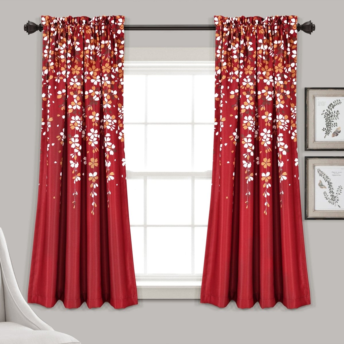 Weeping Flower Room Darkening/Light Filtering Window Curtain Pair ...