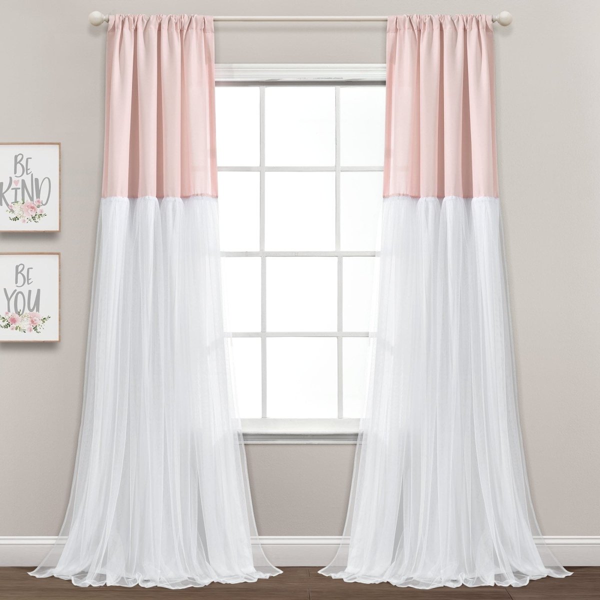 Tulle Skirt Colorblock Window Curtain Panel Set | Lush Decor | www ...
