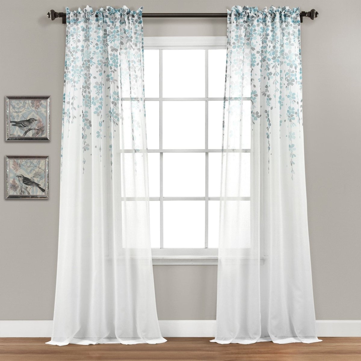 Weeping Flower Sheer Window Curtain Panel Set | Lush Decor | www ...