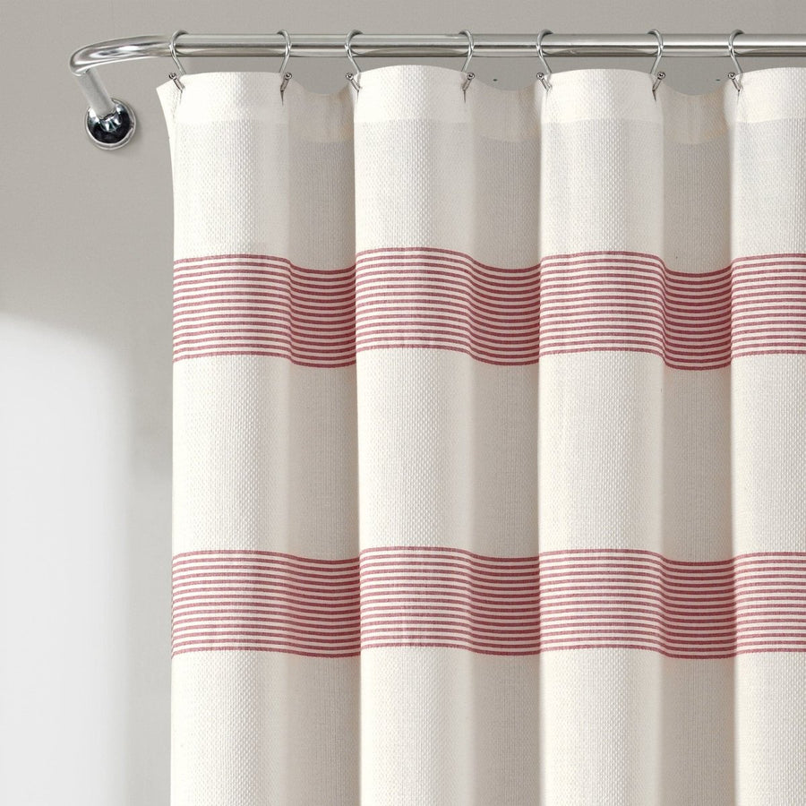 Tucker Stripe Yarn Dyed Cotton Knotted Tassel Shower Curtain | Lush ...