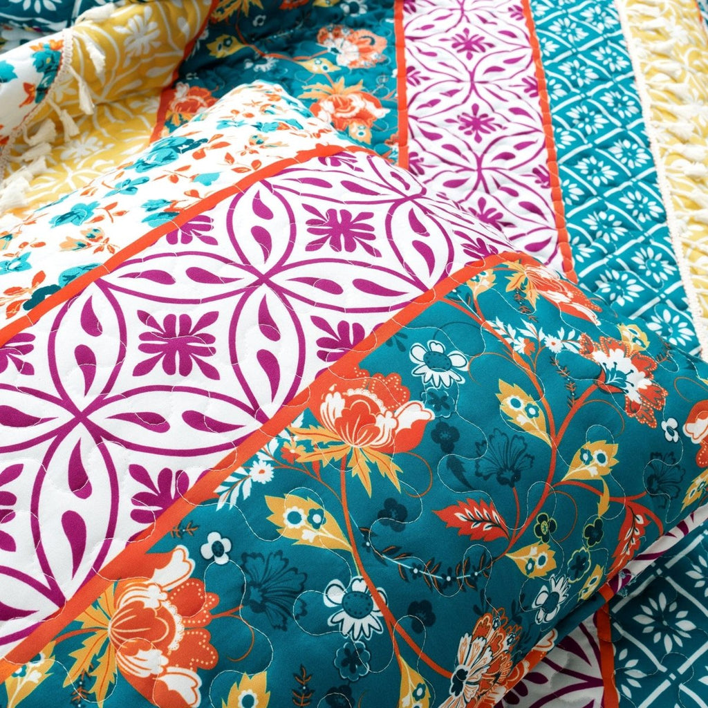 Emily Boho Stripe Reversible 3 Piece Quilt Set | Lush Decor | www ...