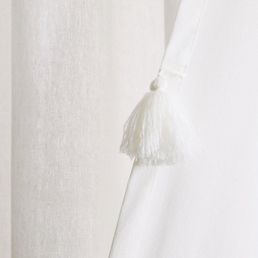 Boho Faux Linen Texture Tassel Window Curtain Panel | Lush Decor | www ...