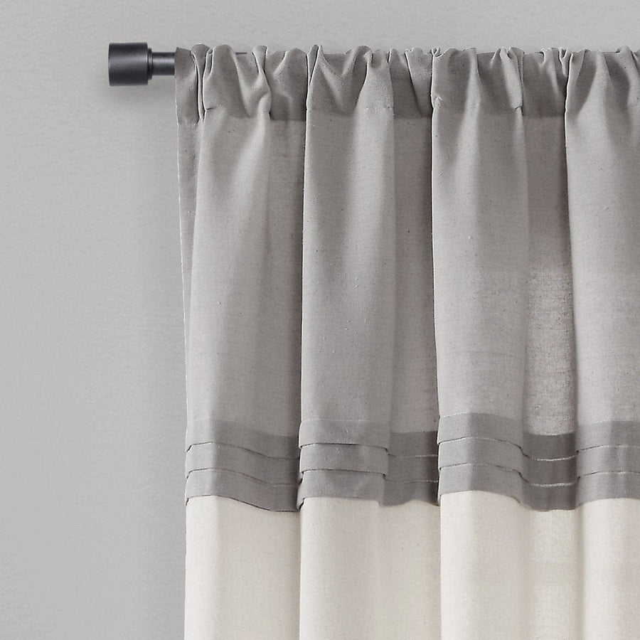 Farmhouse Faux Linen Colorblock Pleated Window Curtains | Lush Decor ...