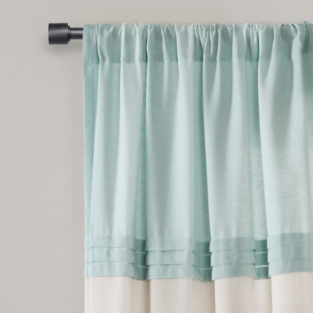 Farmhouse Faux Linen Colorblock Pleated Window Curtains | Lush Decor ...