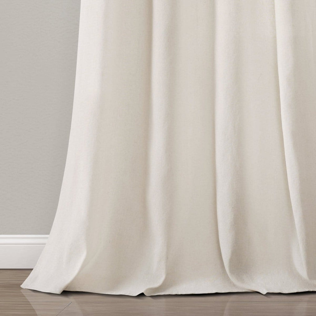 Farmhouse Faux Linen Colorblock Pleated Window Curtains | Lush Decor ...