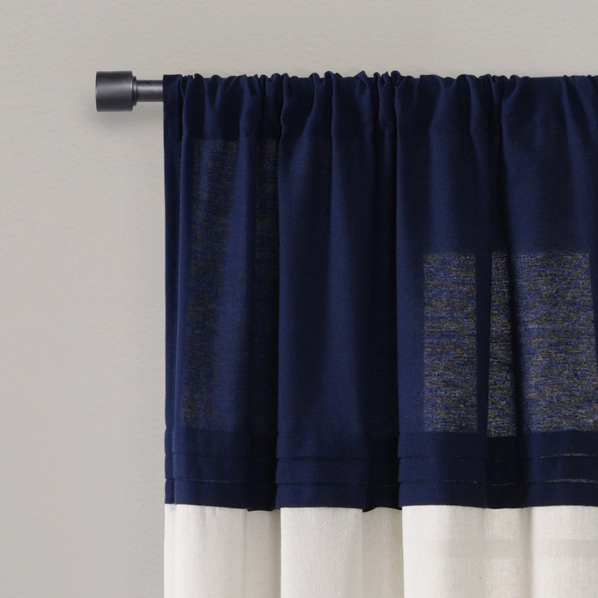 Farmhouse Faux Linen Colorblock Pleated Window Curtains | Lush Decor ...