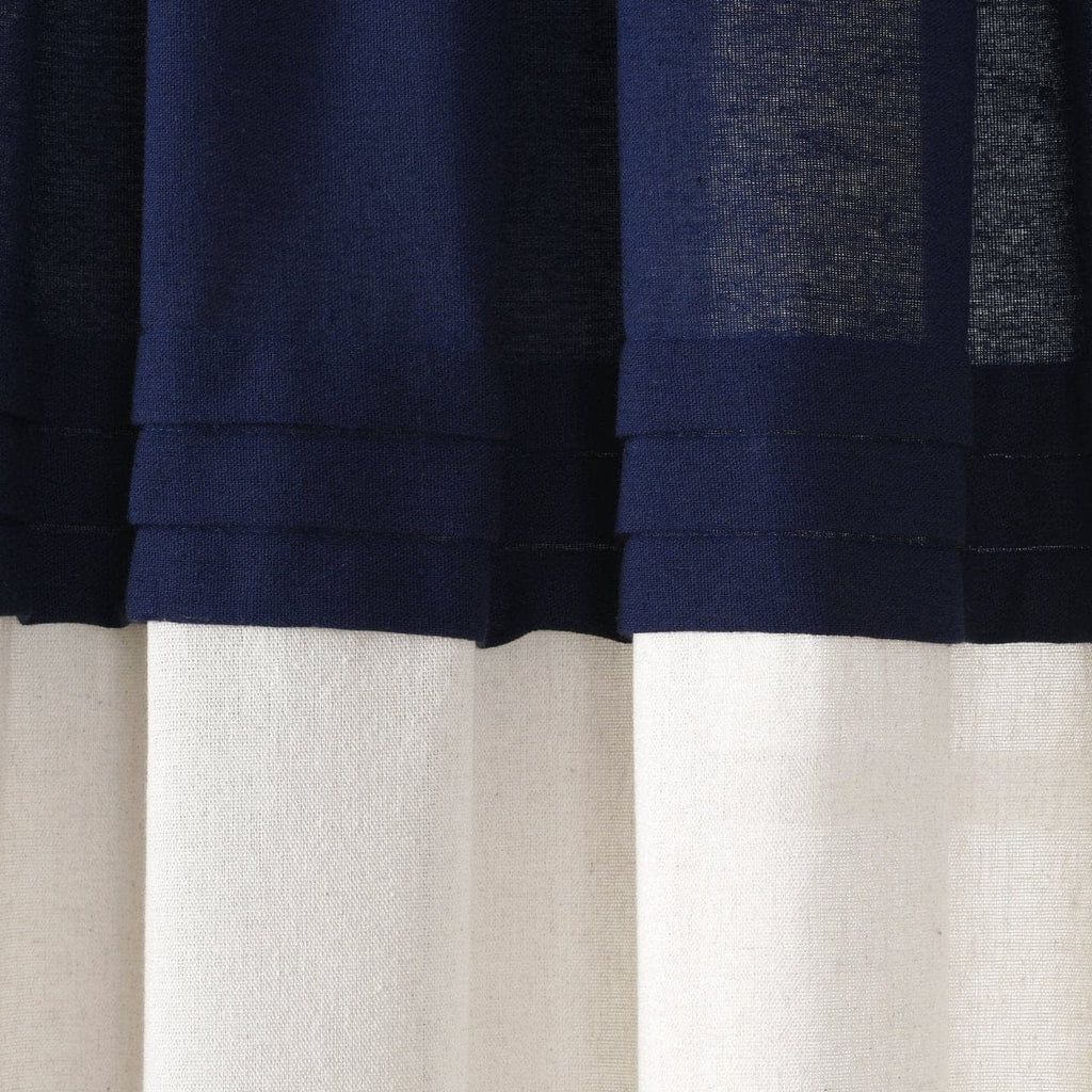Farmhouse Faux Linen Colorblock Pleated Window Curtains | Lush Decor ...