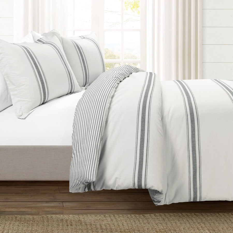Farmhouse Stripe 100% Cotton Duvet Cover 3 Piece Set | Lush Decor | www ...