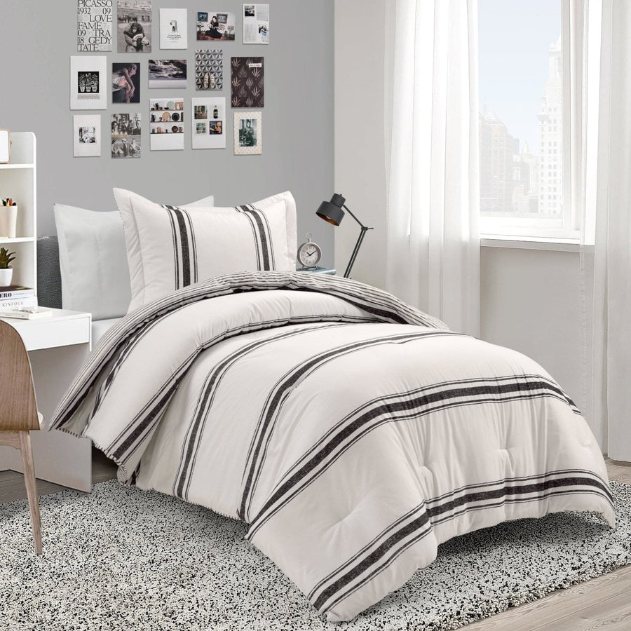 Farmhouse Stripe Comforter Set: Stylish 3-Piece Bedding Collection ...