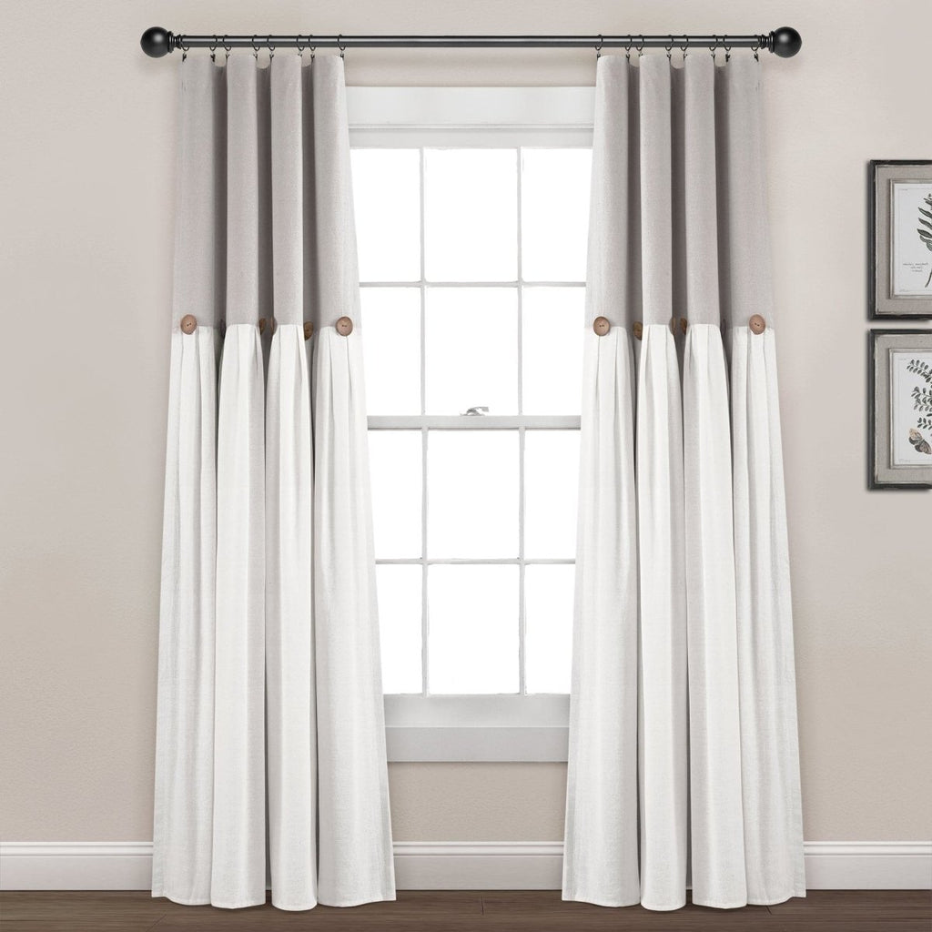 Linen Button 100% Lined Blackout Window Curtain Panel | Lush Decor ...