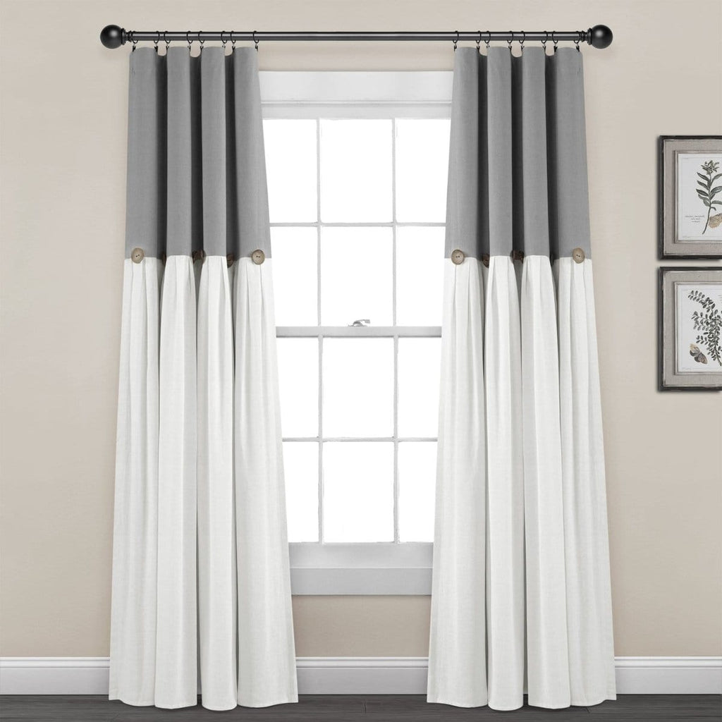 Linen Button 100% Lined Blackout Window Curtain Panel | Lush Decor ...
