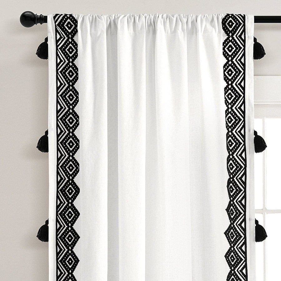 Aztec Diamond Border Tassel Window Curtain Panel | Lush Decor | www ...
