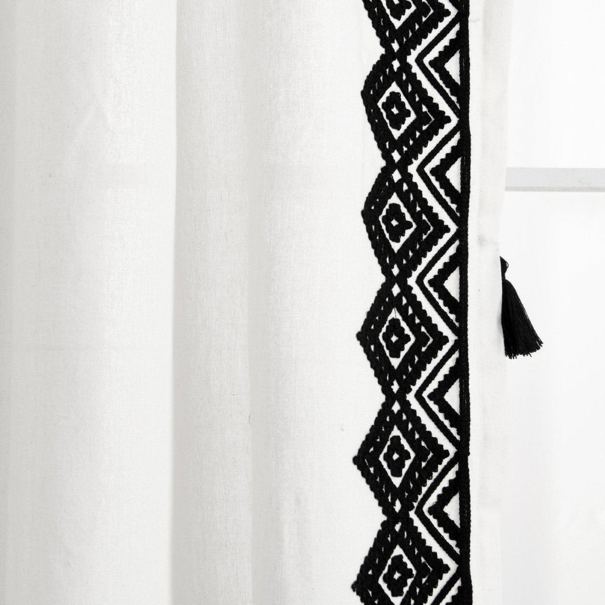 Aztec Diamond Border Tassel Window Curtain Panel | Lush Decor | www ...