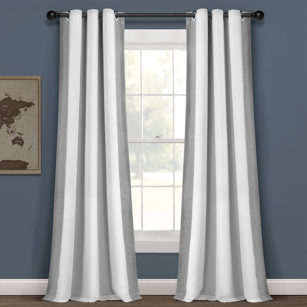 Block Border 100% Lined Grommet Blackout Window Curtain Panel | Lush ...